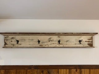 Distressed Wall Unit with 4 Metal Hangers | Basswood Lake Outfitters
